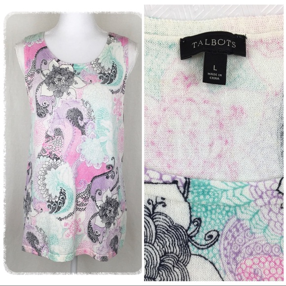 Talbots | Tops | Talbots Linen Cotton Blend Floral Print Tank Top ...